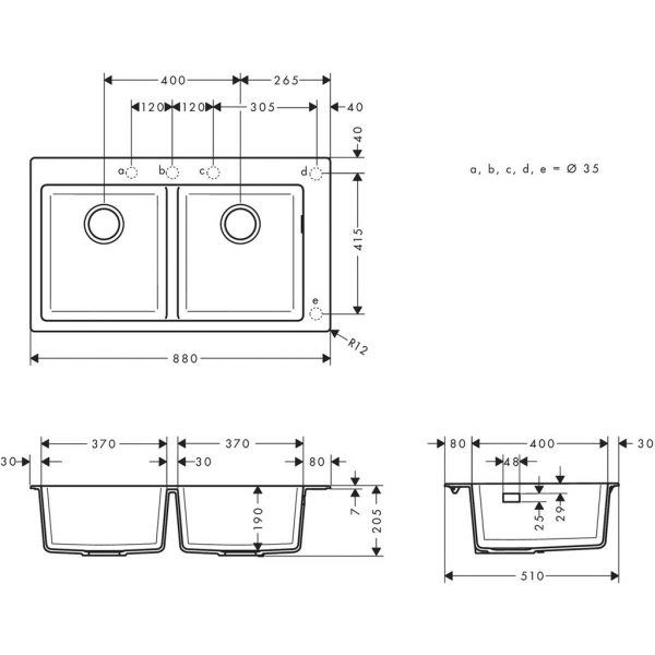 CHẬU ĐÁ HANSGROHE S510-F760 CAO CẤP CHÍNH HÃNG