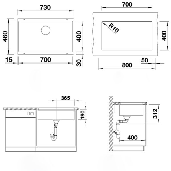CHẬU ĐÁ BLANCO SUBLINE 700-U SOFT WHITE 527173